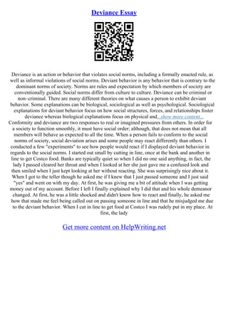 Deviance Essay | PDF