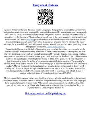 Deviance Essay | PDF