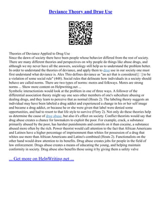 Deviance Theory And Drug Use | PDF