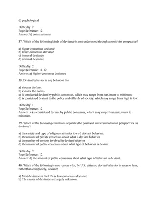 Deviant Behavior 11th Edition Thio Test Bank | PDF