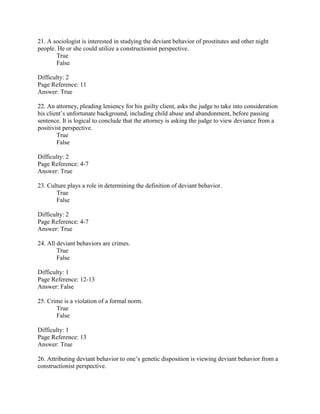 Deviant Behavior 11th Edition Thio Test Bank | PDF