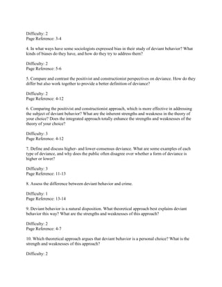 Deviant Behavior 11th Edition Thio Test Bank | PDF