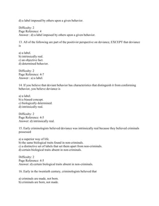 Deviant Behavior 11th Edition Thio Test Bank | PDF