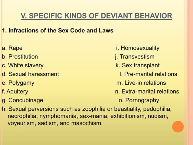 Deviant behavior | PPTX | Crime & Harmful Acts to Individuals, Society ...