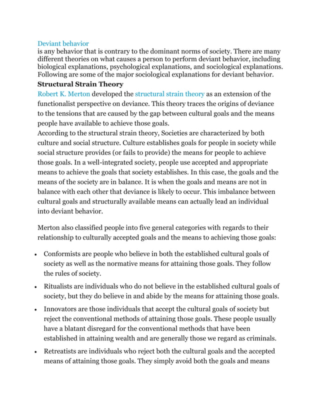 Deviant behavior | PDF