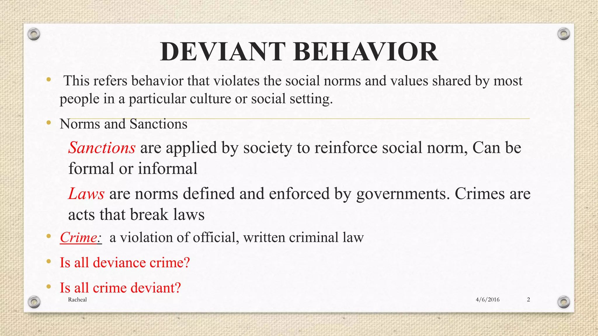 Deviant behavior | PPTX