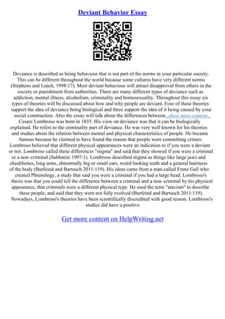 Deviant Behavior Essay | PDF | Educational Assessment | Education