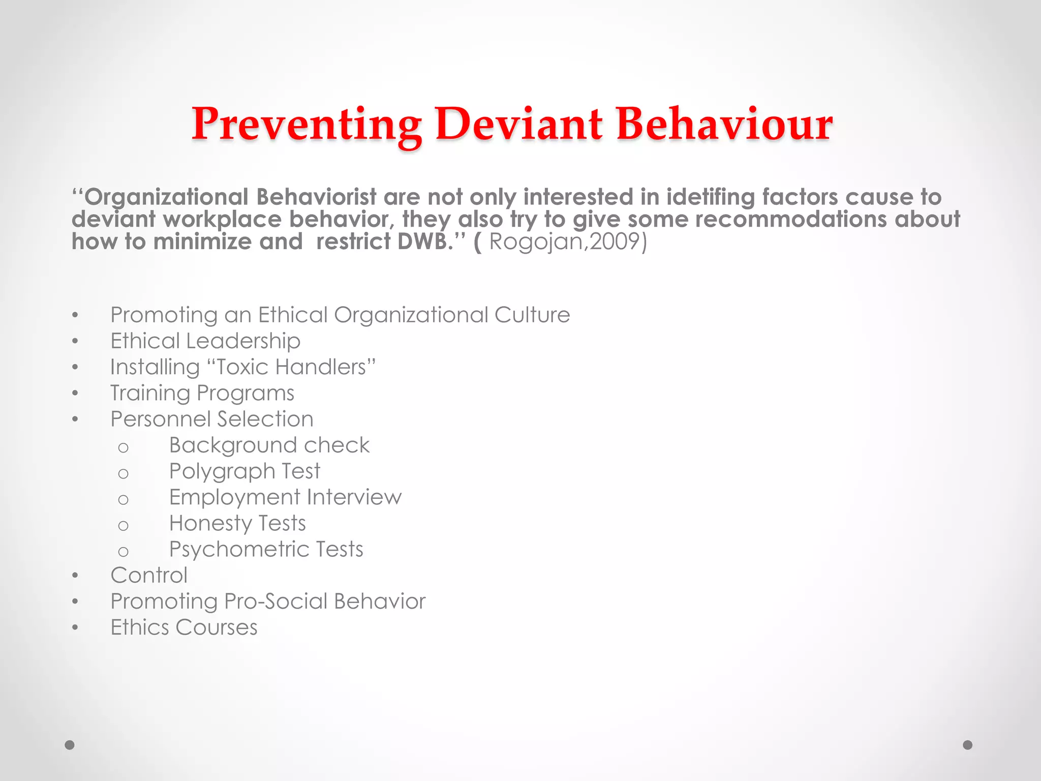 Workplace Deviant Behaviour | PPTX