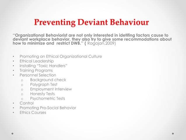 Workplace Deviant Behaviour | PPTX