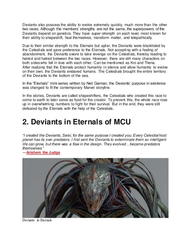 DEVIANTS ETERNALS: COMPARISON BETWEEN COMICS AND MOVIES | DOCX