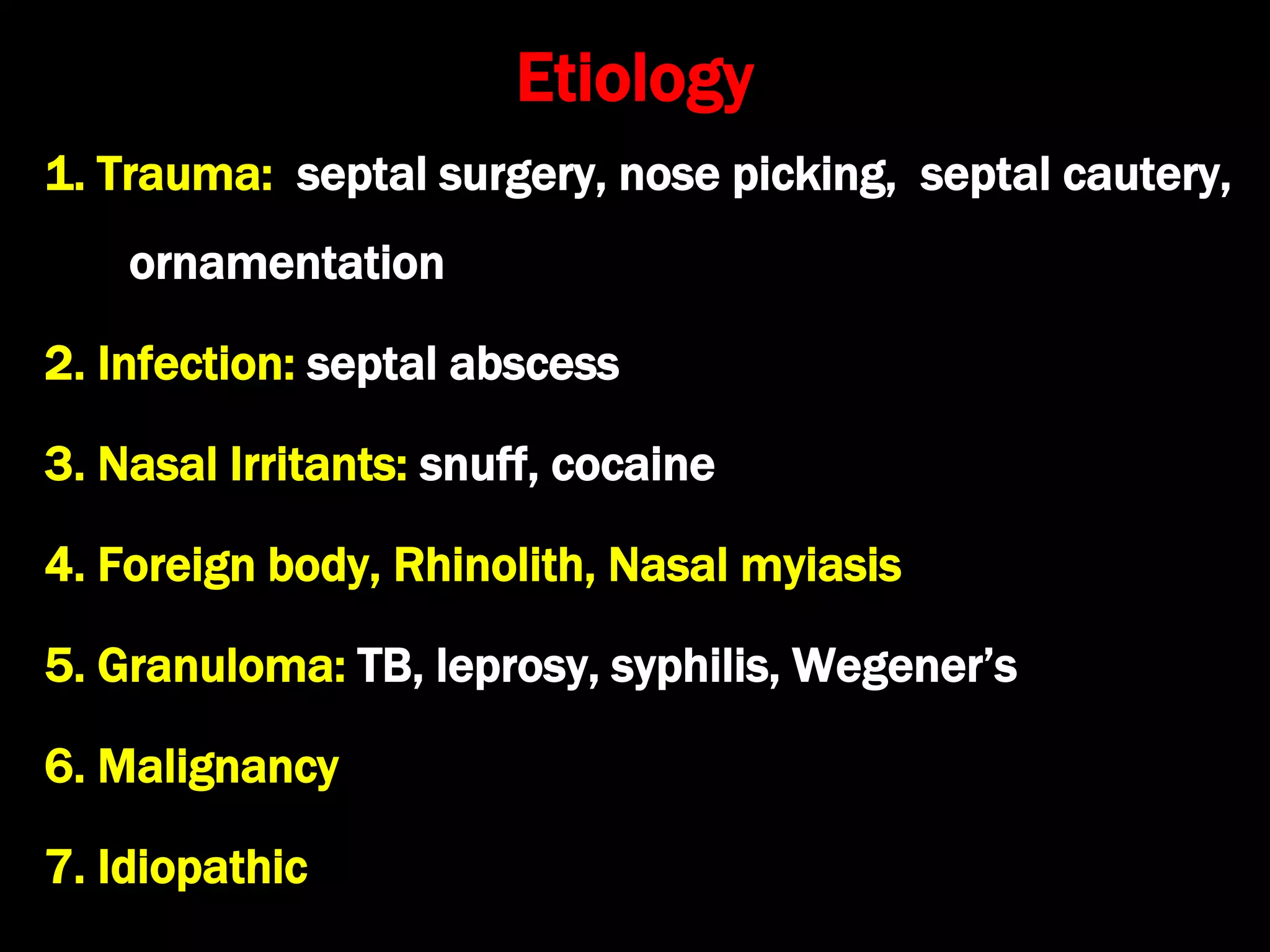 Deviated nasal septum and other septal conditions | PPT
