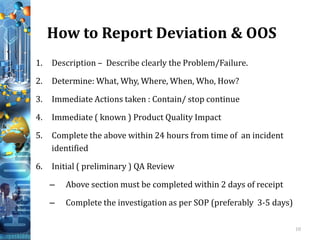 Deviation, OOS & complaint investigation and CAPA | PDF