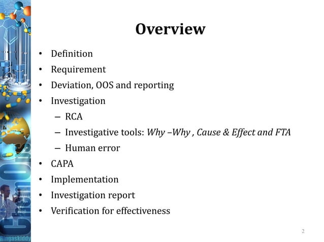 Deviation, OOS & complaint investigation and CAPA | PDF | Logistics ...