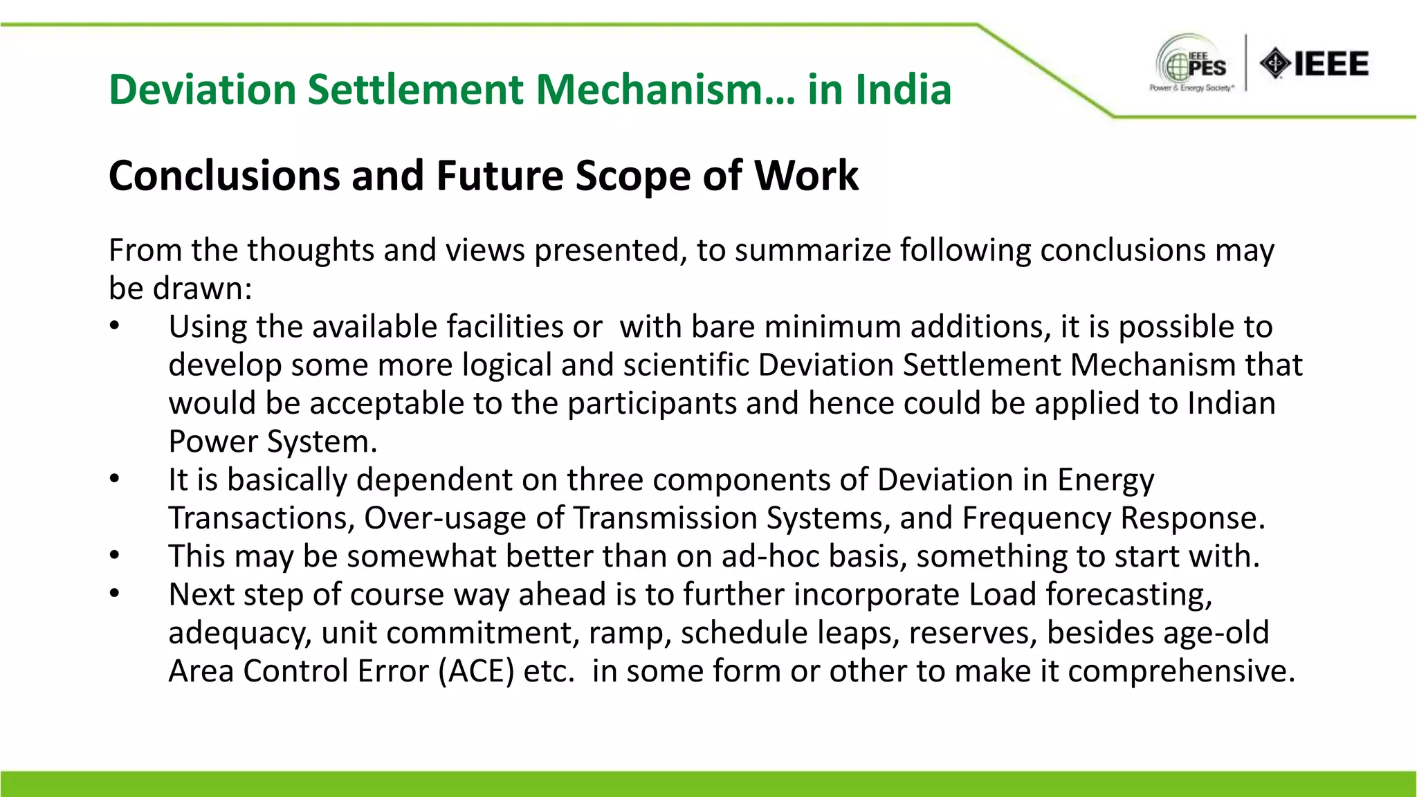 Deviation Settlement Mechanism for Improving Grid Frequency Regime in ...