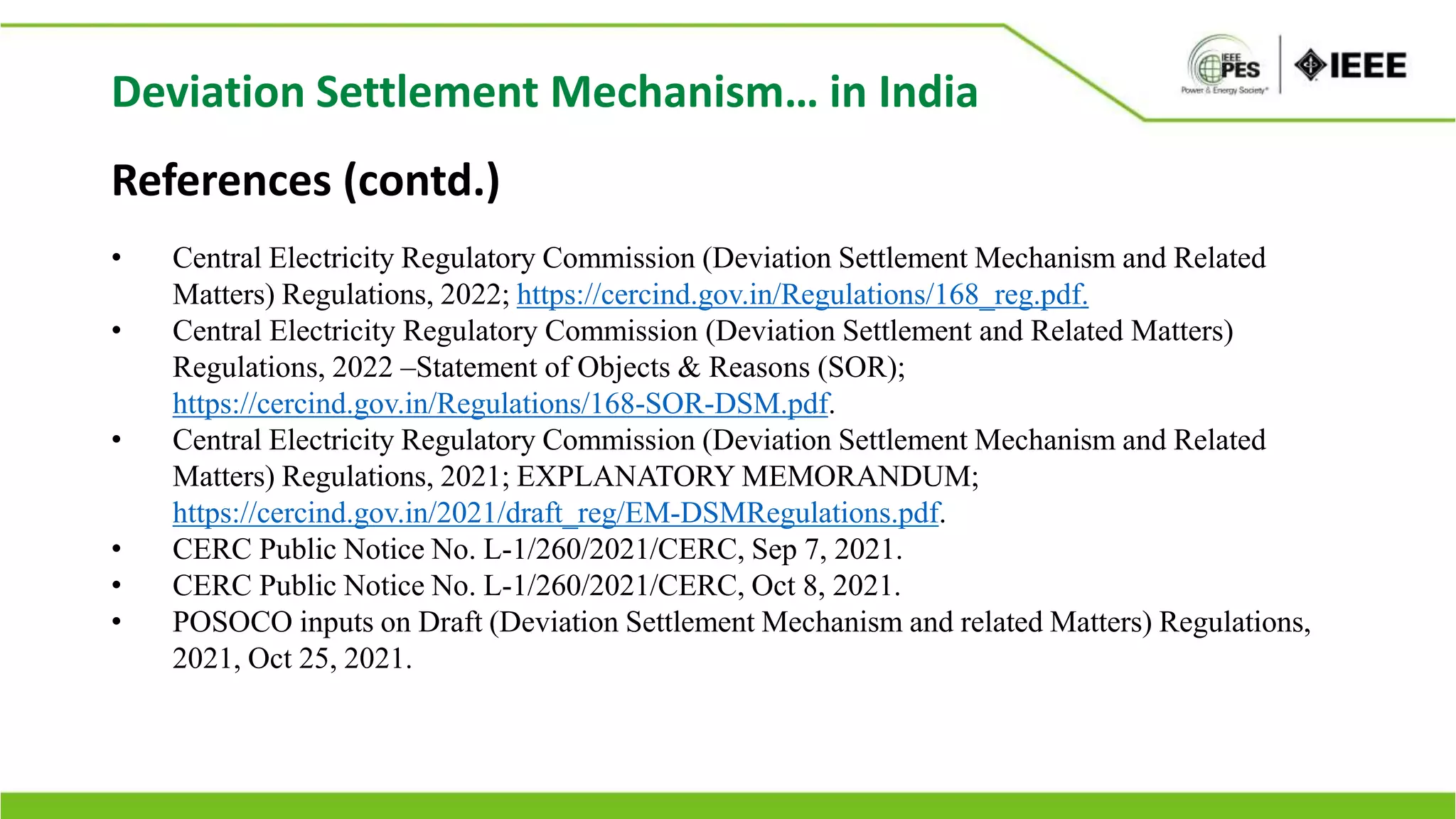 Deviation Settlement Mechanism for Improving Grid Frequency Regime in ...
