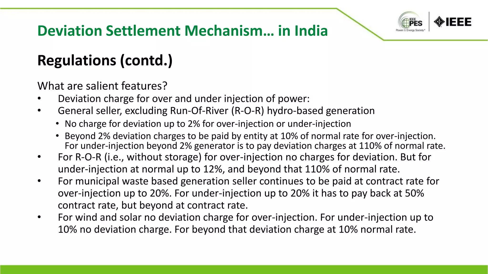 Deviation Settlement Mechanism for Improving Grid Frequency Regime in ...