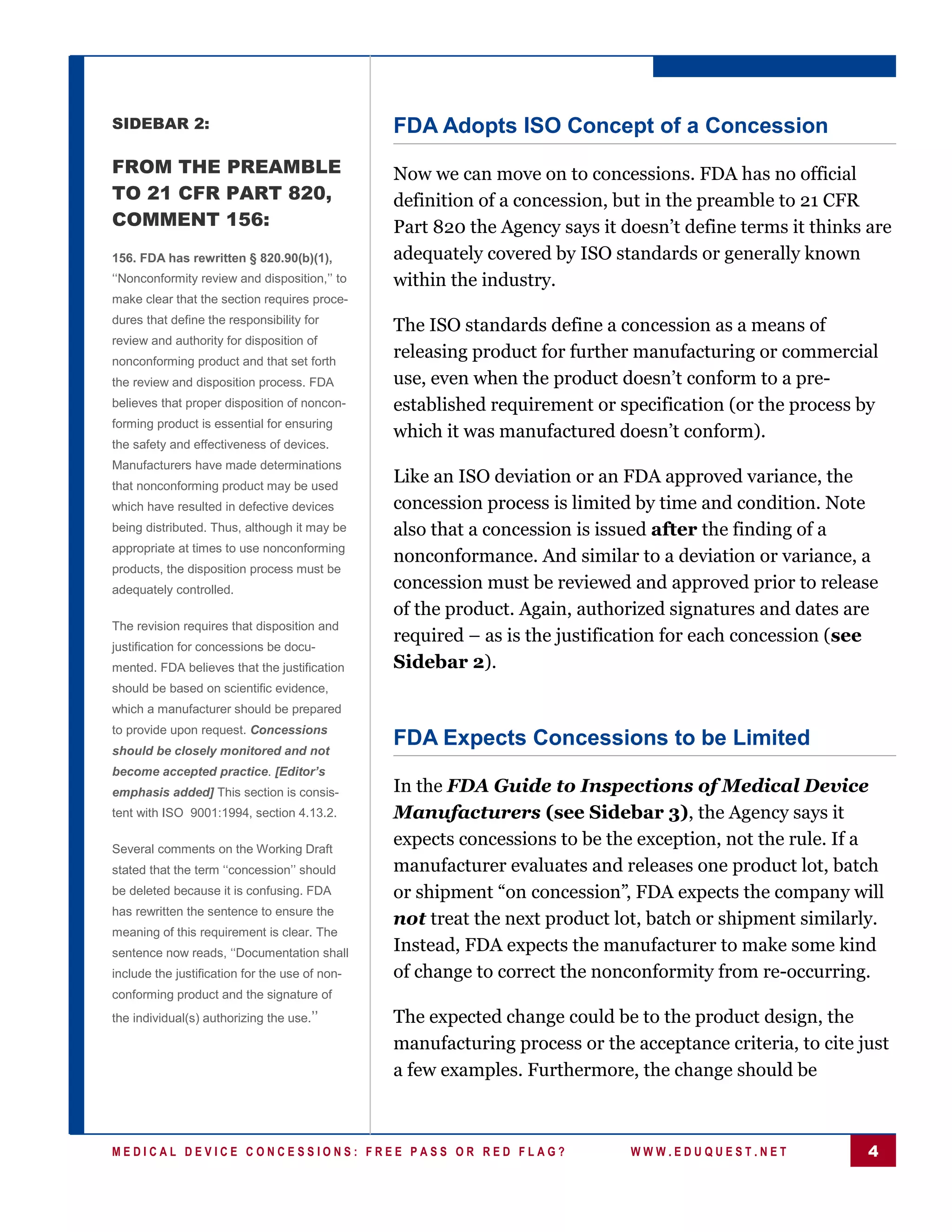 Medical Device Concessions - EduQuest Advisory | PDF