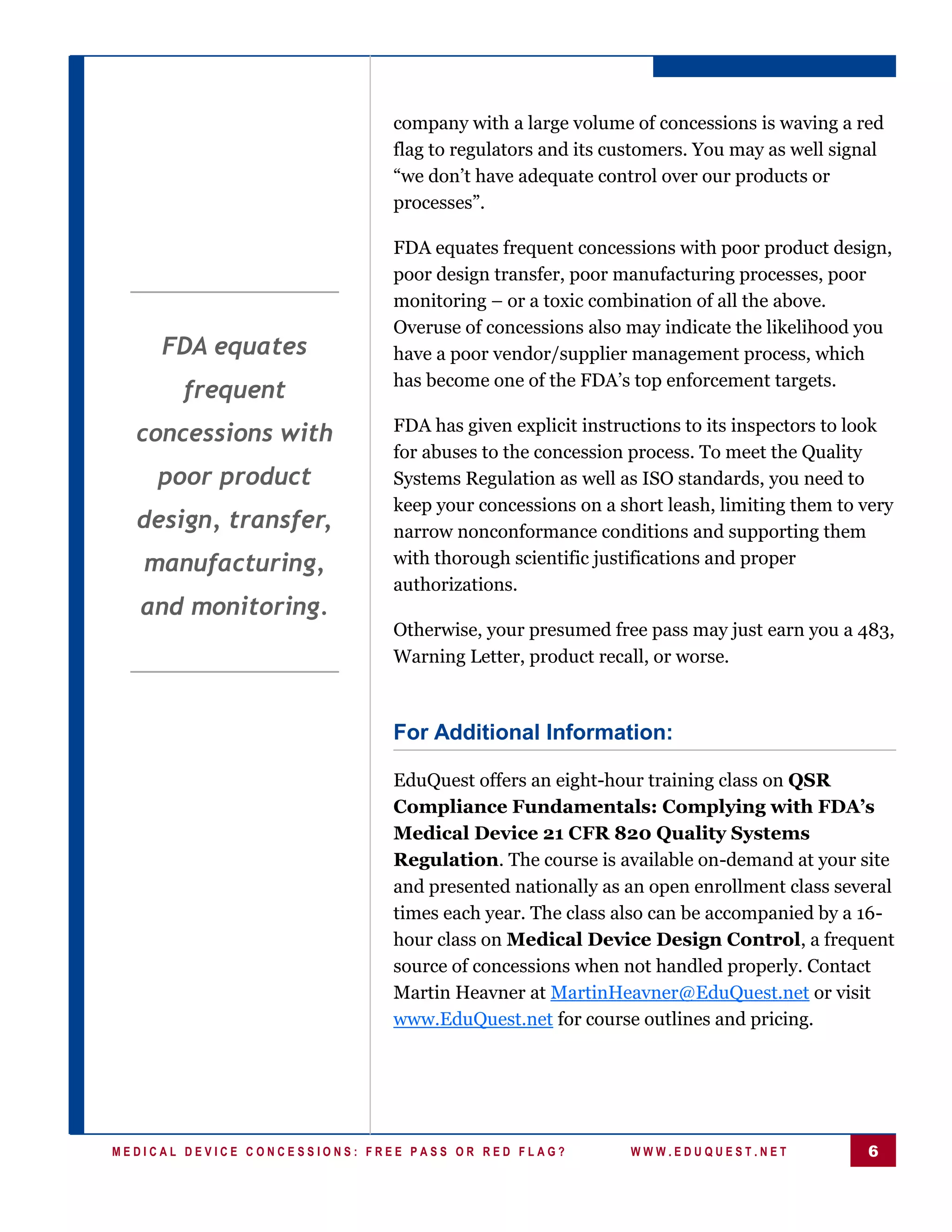 Medical Device Concessions - EduQuest Advisory | PDF