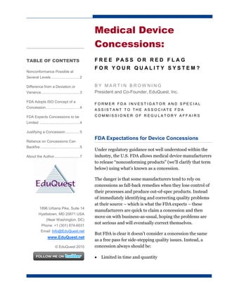 Medical Device Concessions - EduQuest Advisory | PDF