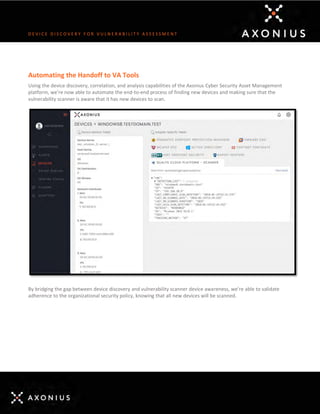 Device discovery for vulnerability assessment: Automating the Handoff | PDF