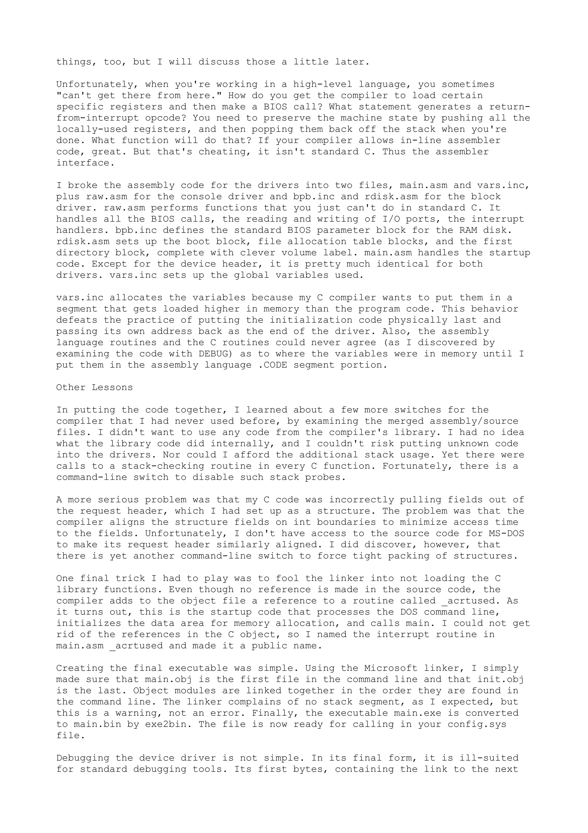 Device driver dos | TXT