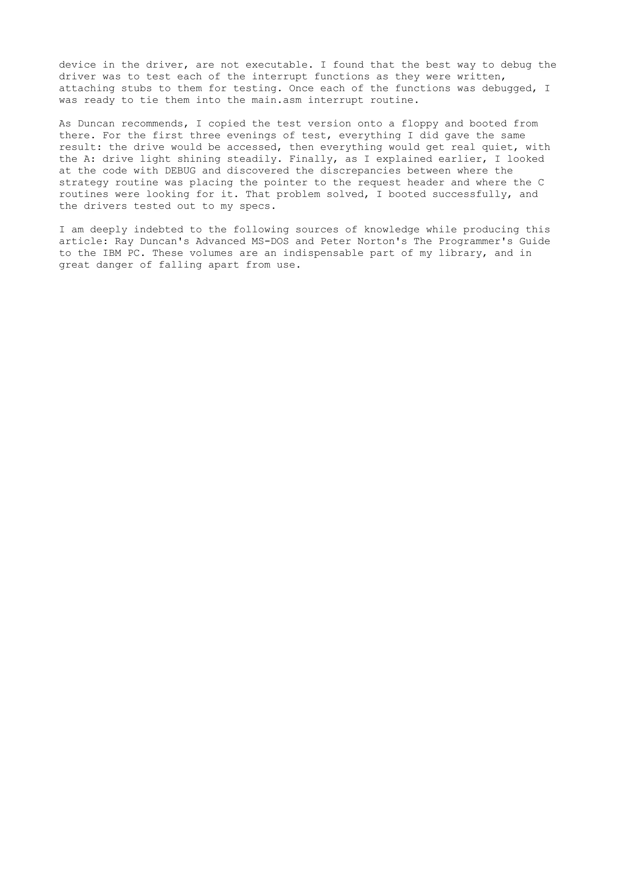 Device driver dos | TXT