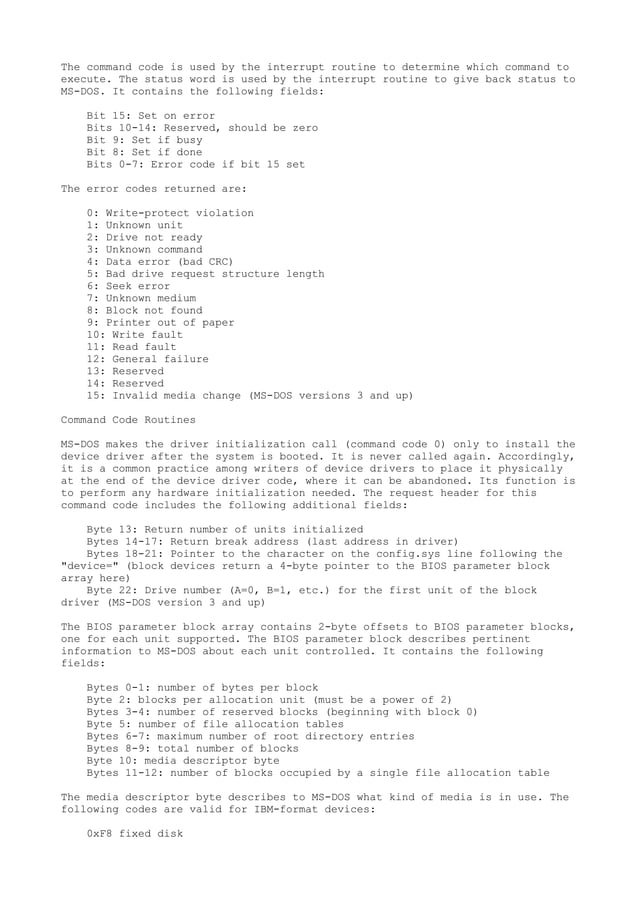 Device driver dos | PDF