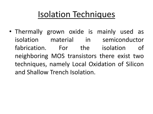 Device isolation | PPTX | Chemistry | Science