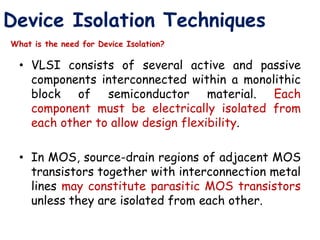 Device isolation Techniques | PPTX