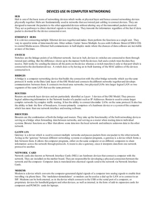 Devices use in computer networking | PDF