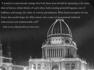Devil in the white city Book Review Powerpoint | PPTX