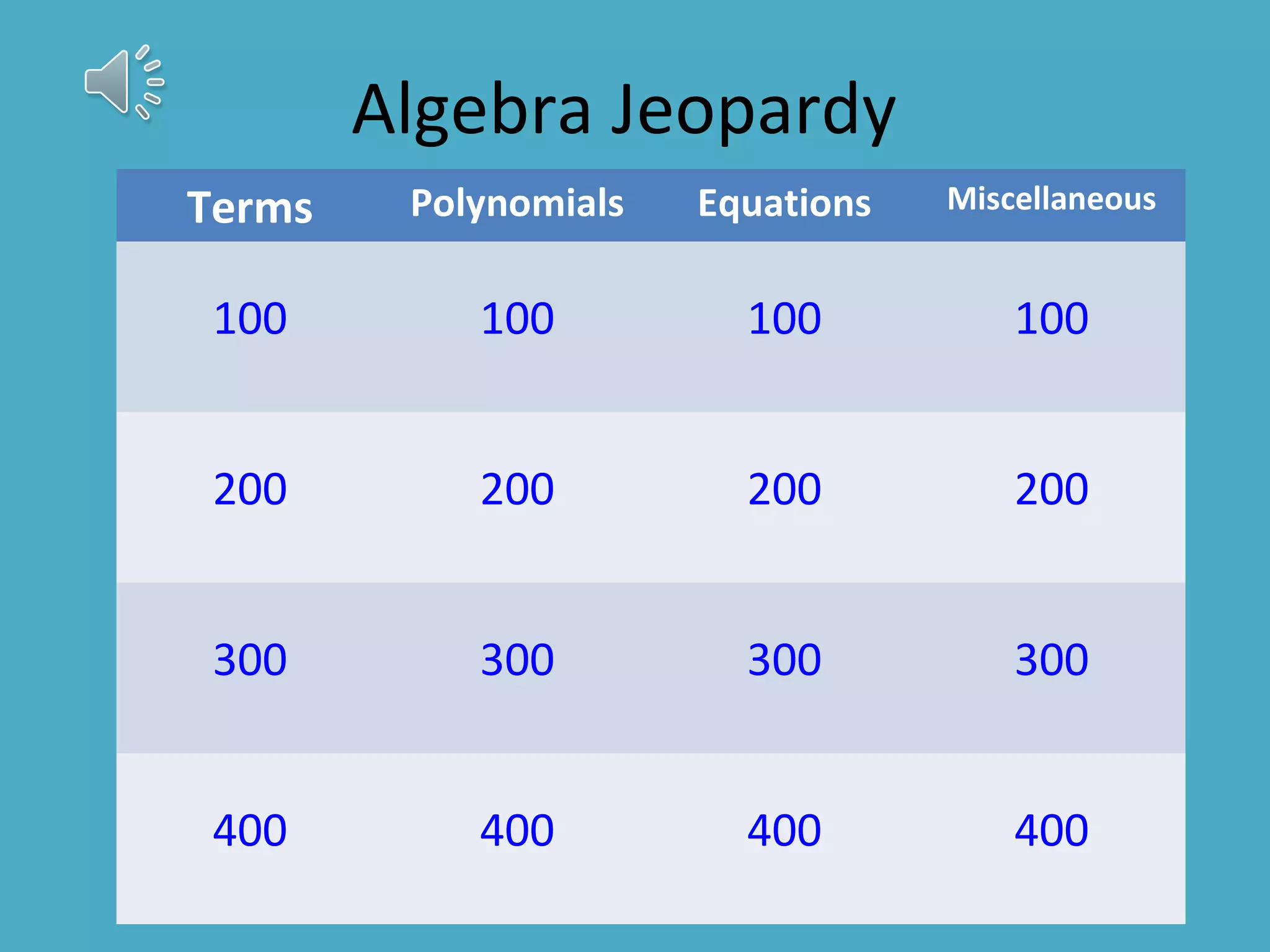Devinalgebrajeopardy (1) | PPT