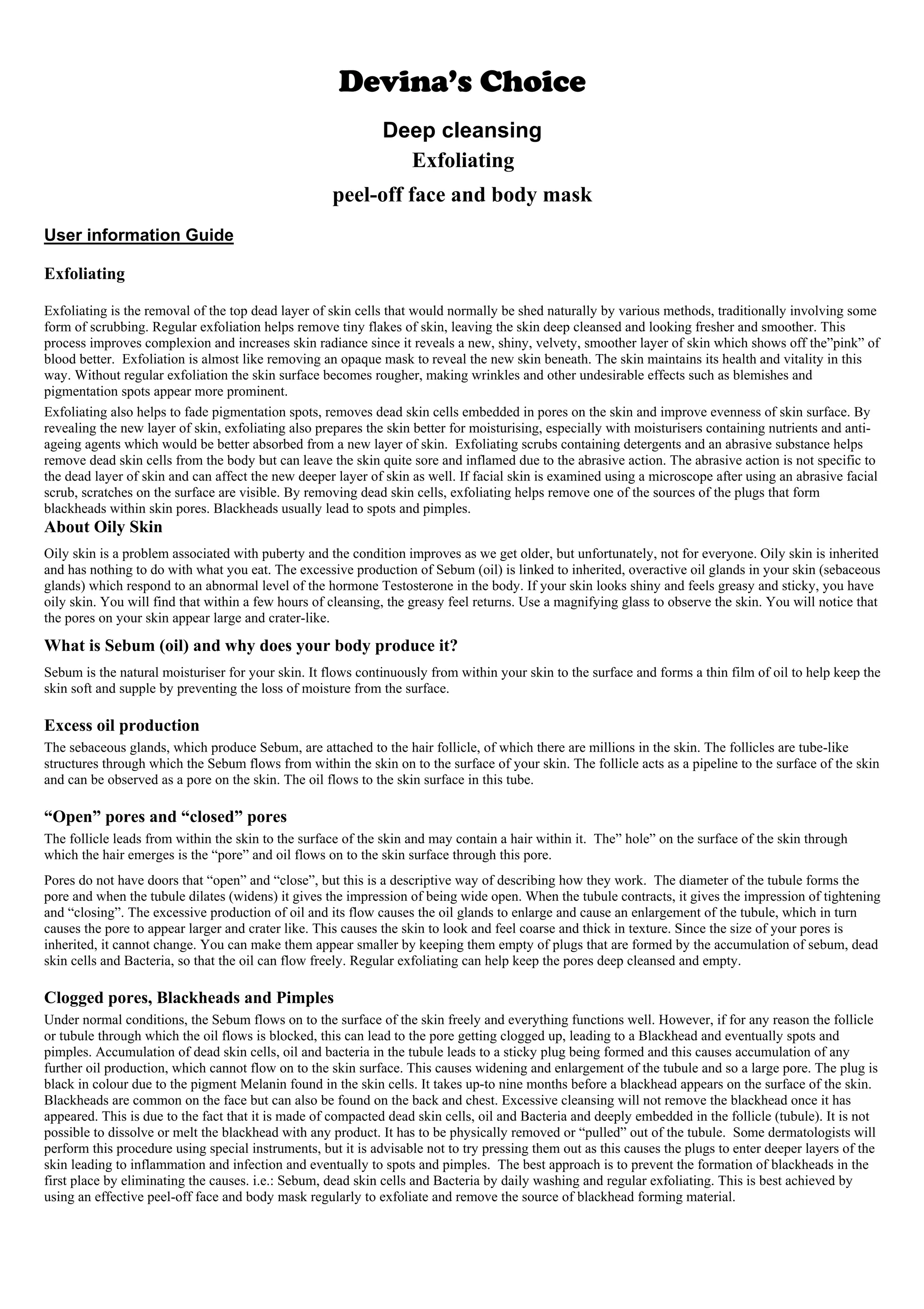 Devina`s choice information leaflet | PDF