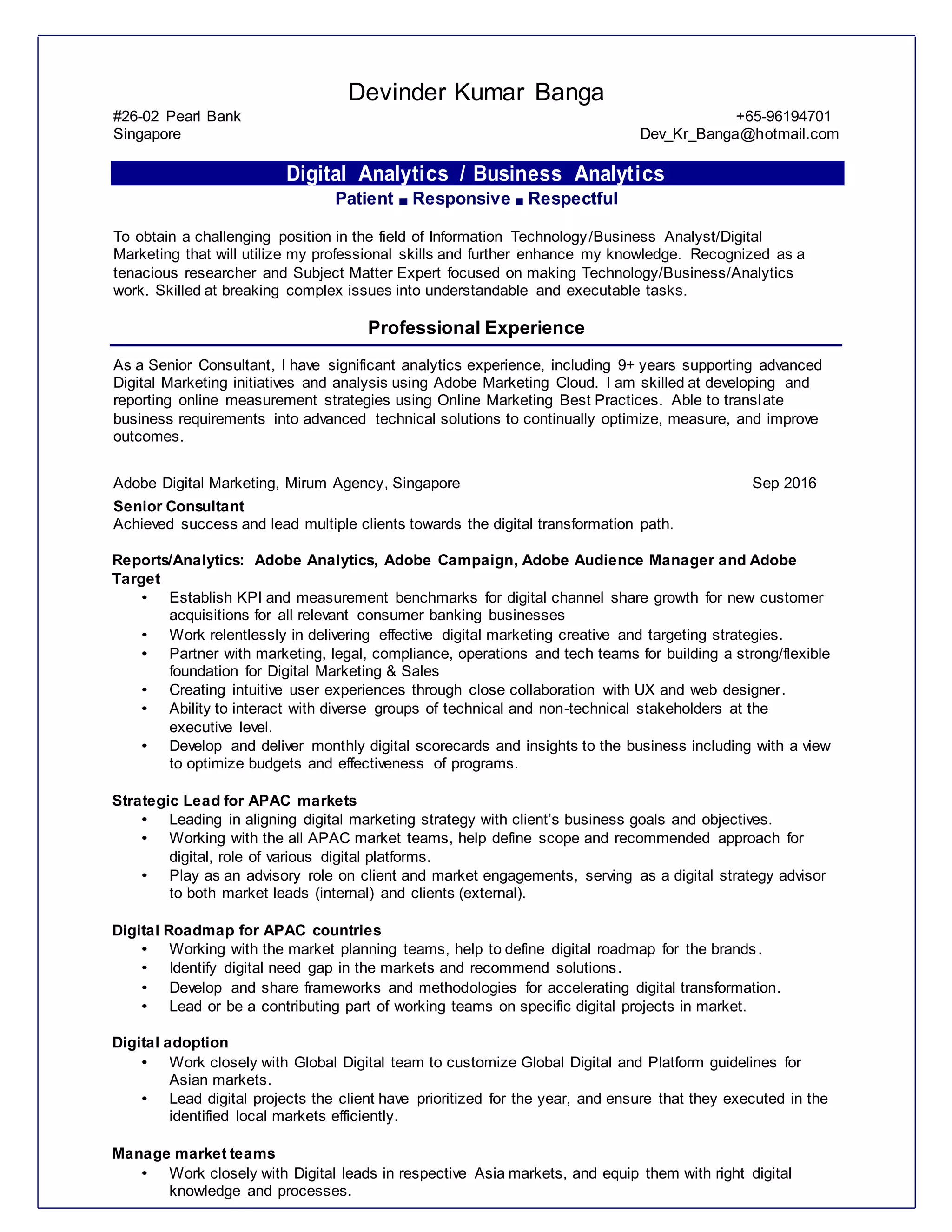 Devinder resume v6 | PDF