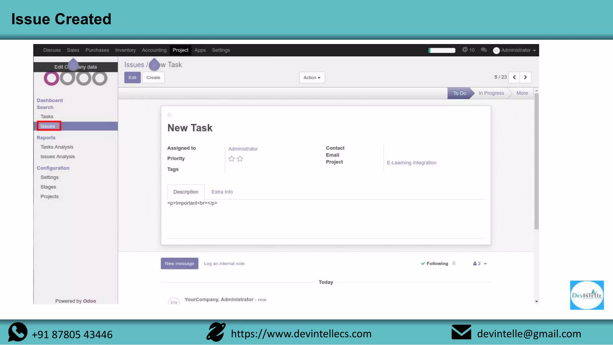Issue from Task with odoo | PPT