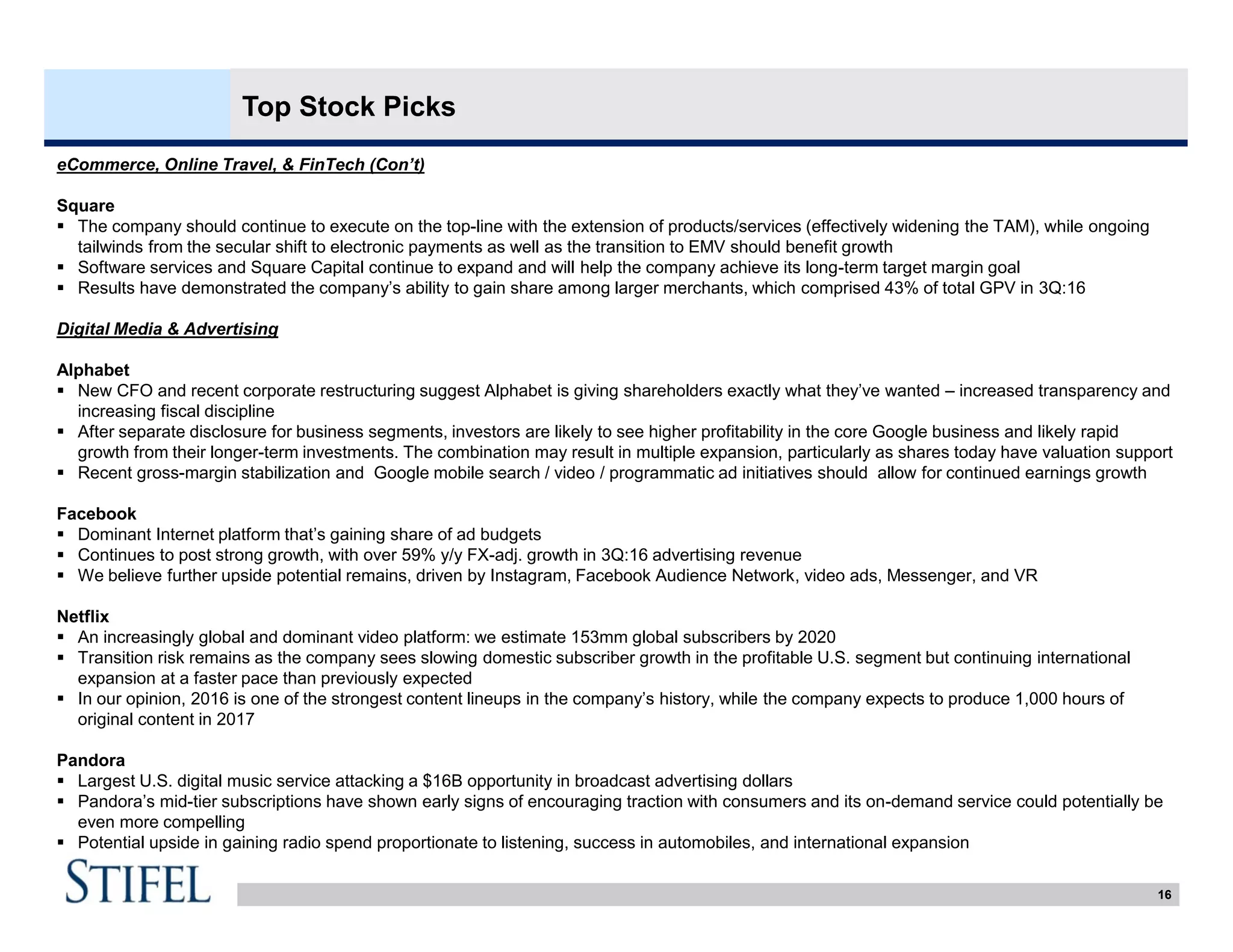 Stifel Internet Research Overview | PDF