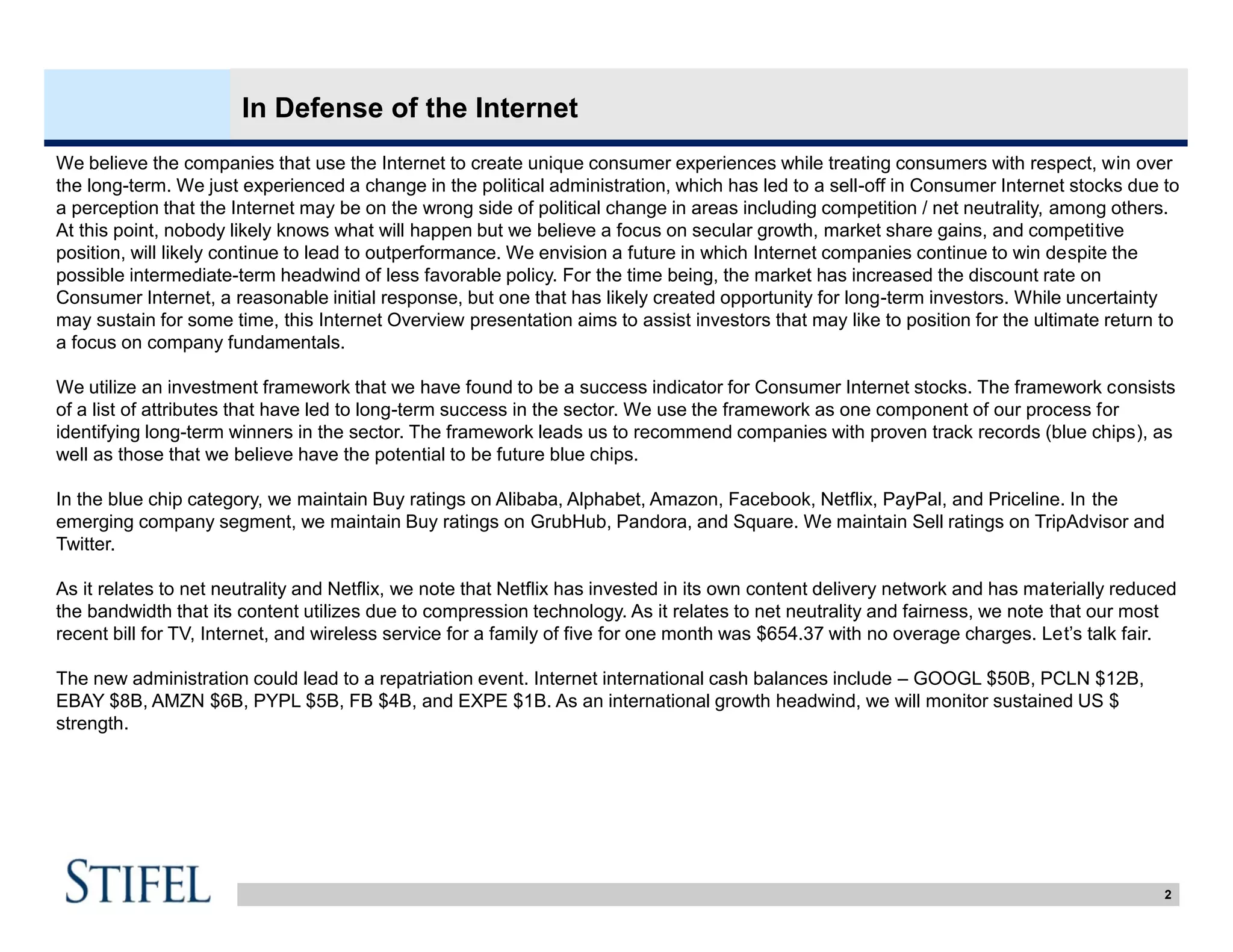 Stifel Internet Research Overview | PDF