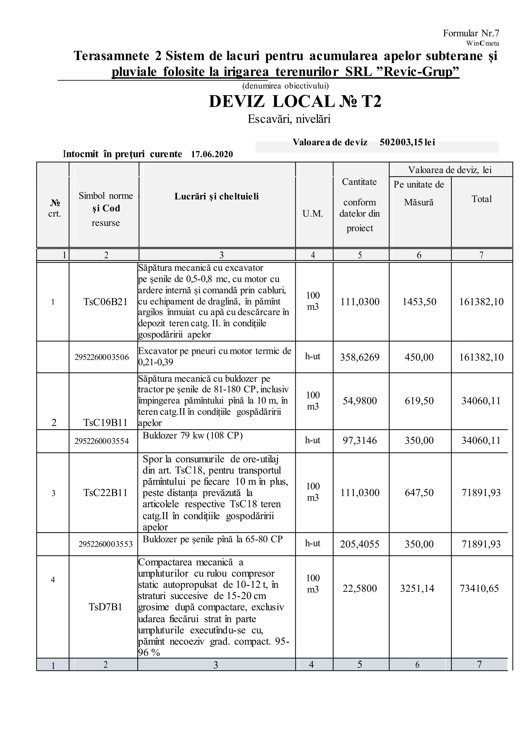 Deviz de cheltuieli | DOCX
