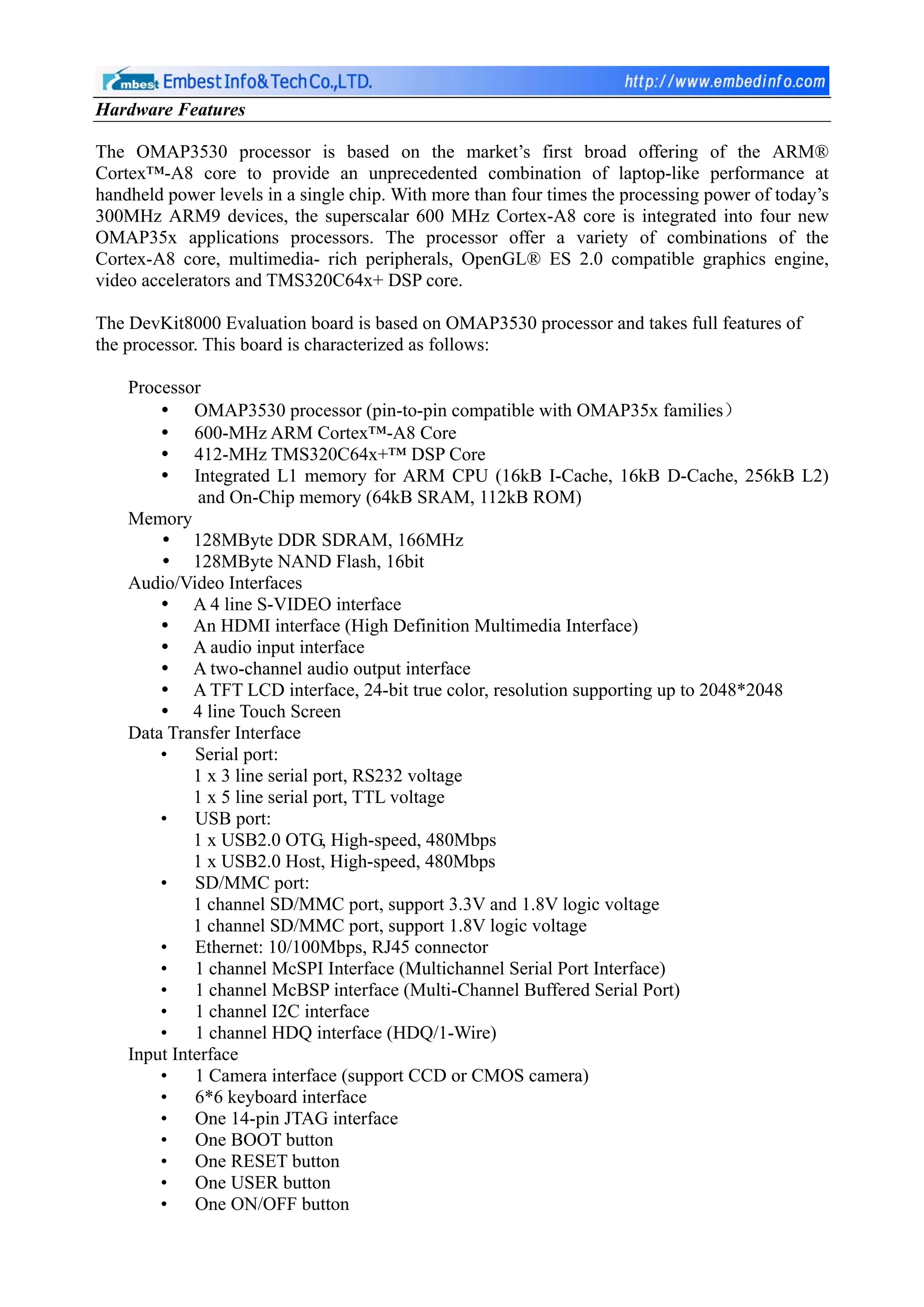 Devkit8000 OMAP3530 Evaluation Kit | PDF