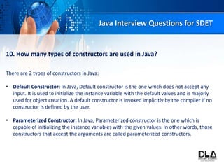Dev labs alliance top 20 basic java interview question for sdet | PPT