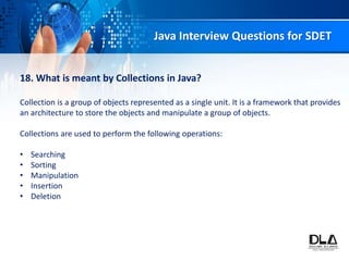 Dev labs alliance top 20 basic java interview question for sdet | PPT