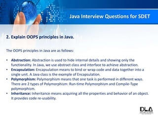 Dev labs alliance top 20 basic java interview question for sdet | PPT
