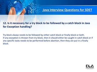 Top 20 basic java interview questions for SDET | PPT