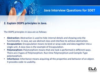 Dev labs alliance top 20 basic java interview questions for sdet | PPT