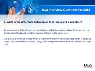 Dev labs alliance top 20 basic java interview questions for sdet | PPT