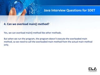 Dev labs alliance top 20 basic java interview questions for sdet | PPT