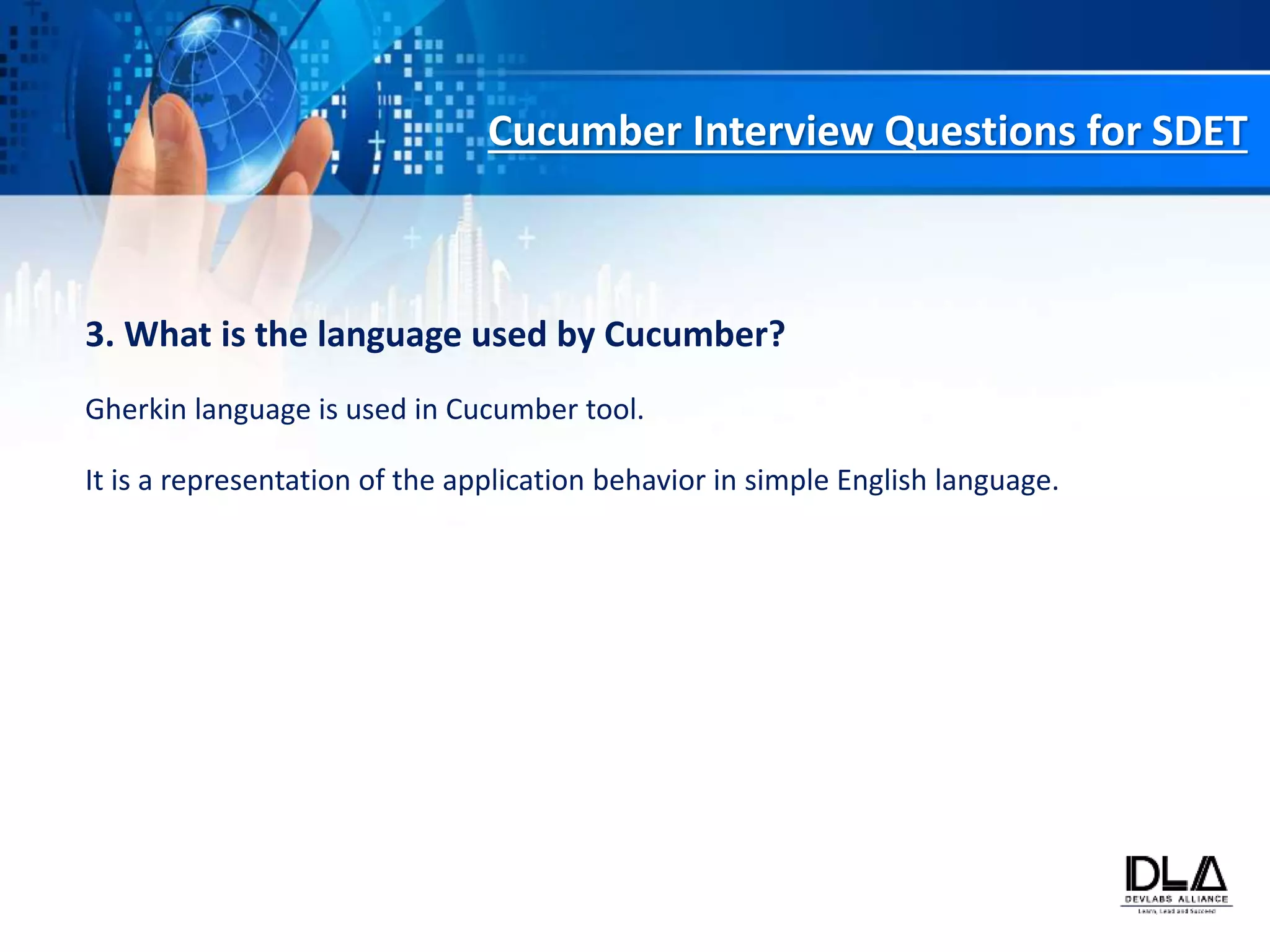 Top 20 cucumber interview questions for sdet | PPT