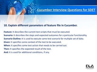 Top 20 cucumber interview questions for sdet | PPT
