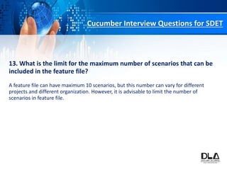 Top 20 cucumber interview questions for sdet | PPT