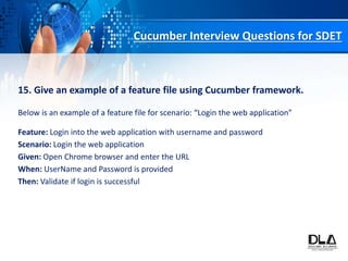 Top 20 cucumber interview questions for sdet | PPT